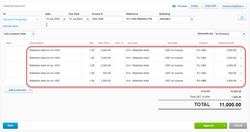 How to manage retention held [xero] | Evolution Cloud Accounting